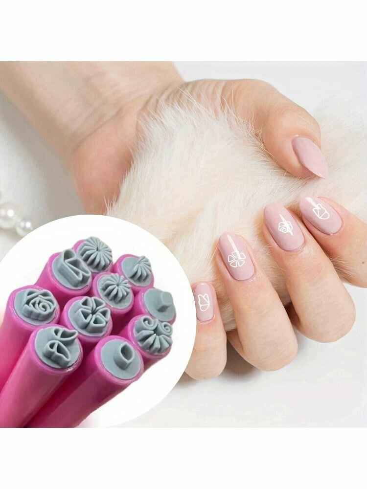 Набор штампов для нейл-арта из 6шт - Инструменты для нейл-арта своими руками с 6 уникальными узорами, многоразовые