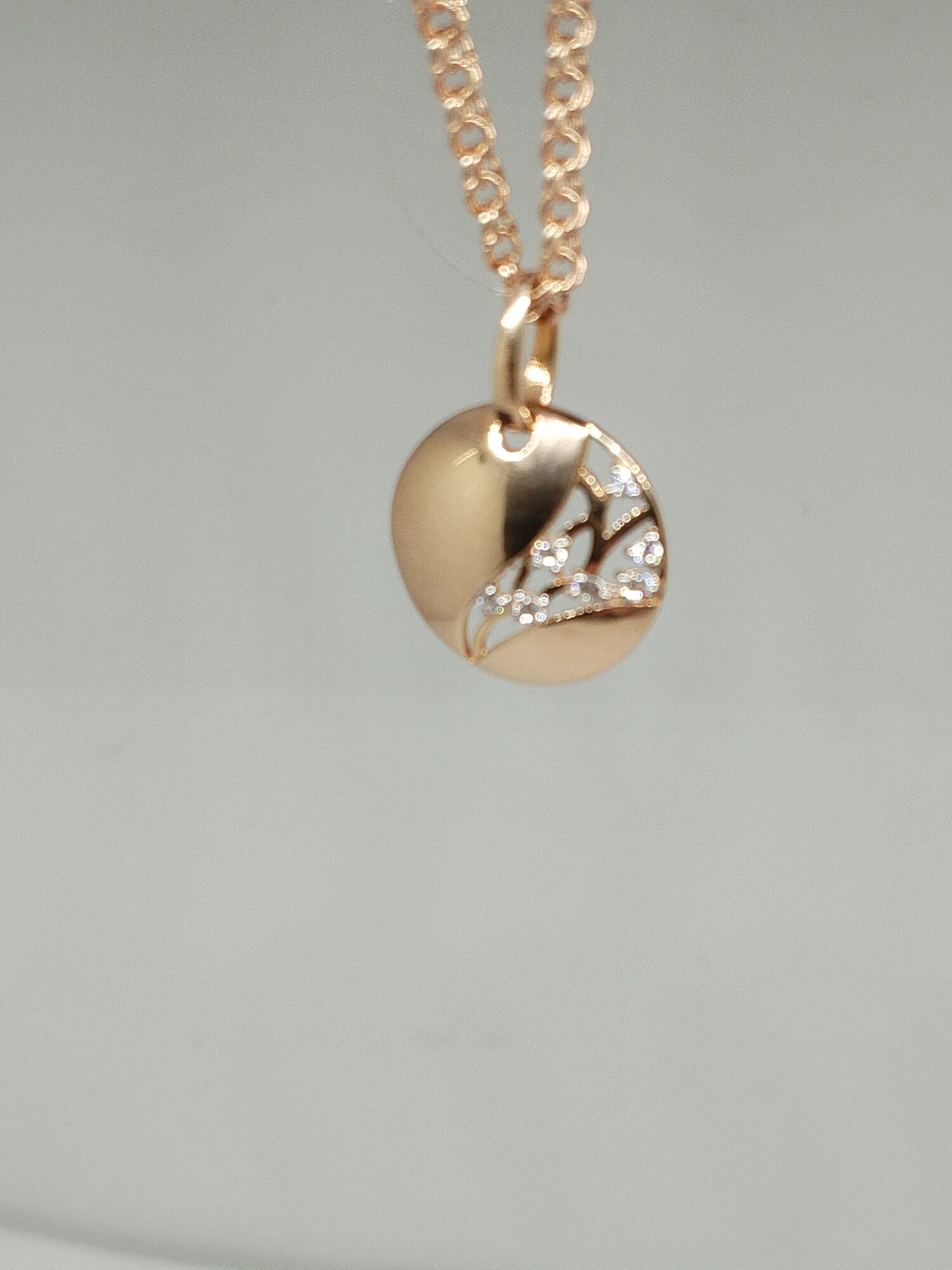 Подвеска, красное золото, 585 проба, родирование, фианит