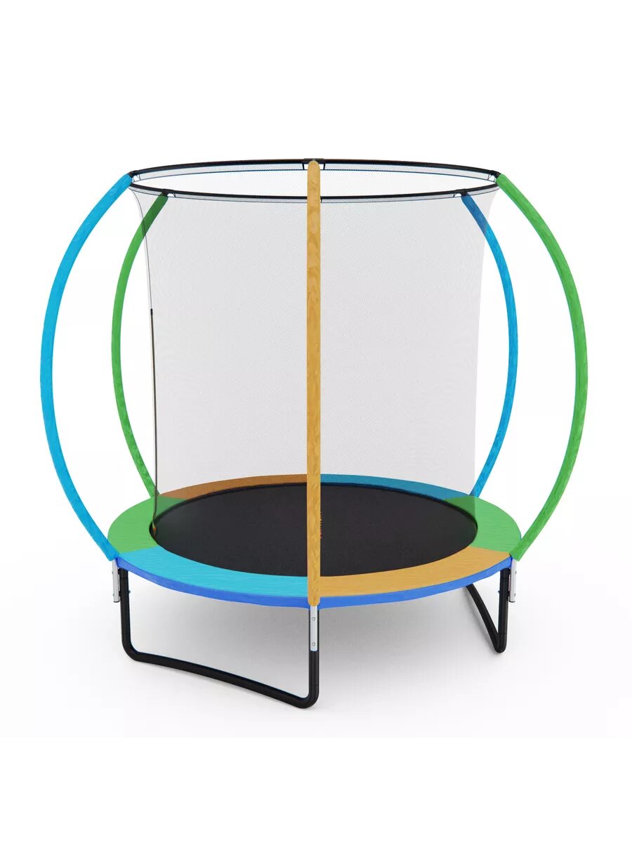 Батут каркасный DFC A.KOU KIDS 6 футов с сеткой, 183 см, Green-yellow-blue