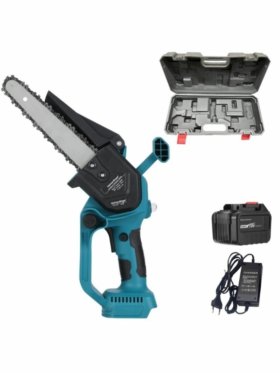 Heimerdinger 18В 8-дюймовая бесщеточная аккумуляторная электрическая цепная пила, в кейсе, 1х6 Ач Li-Ion, LB190