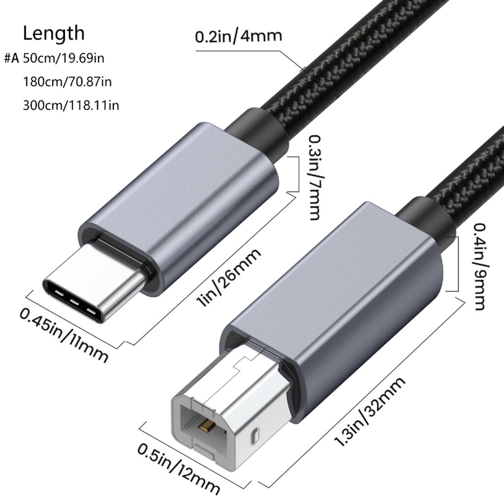 Кабель USB Type-C — USB-B, 1.8 m — фото 1