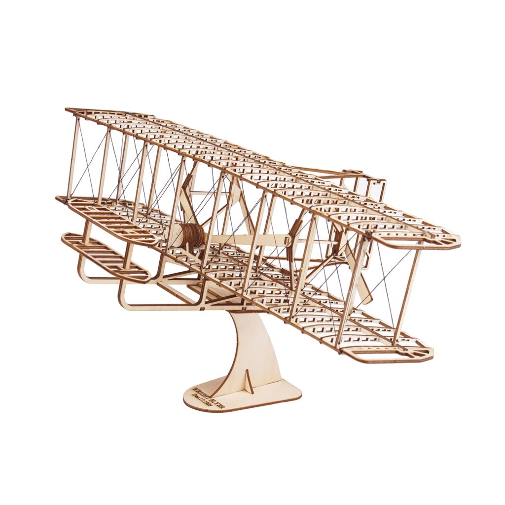 Деревянная Модель Самолета набор Деревянных Головоломок DIY Wright Flyer Набор Моделей Самолетов для Детей и взрослых Набор для изготовления поделок по дереву Подарок