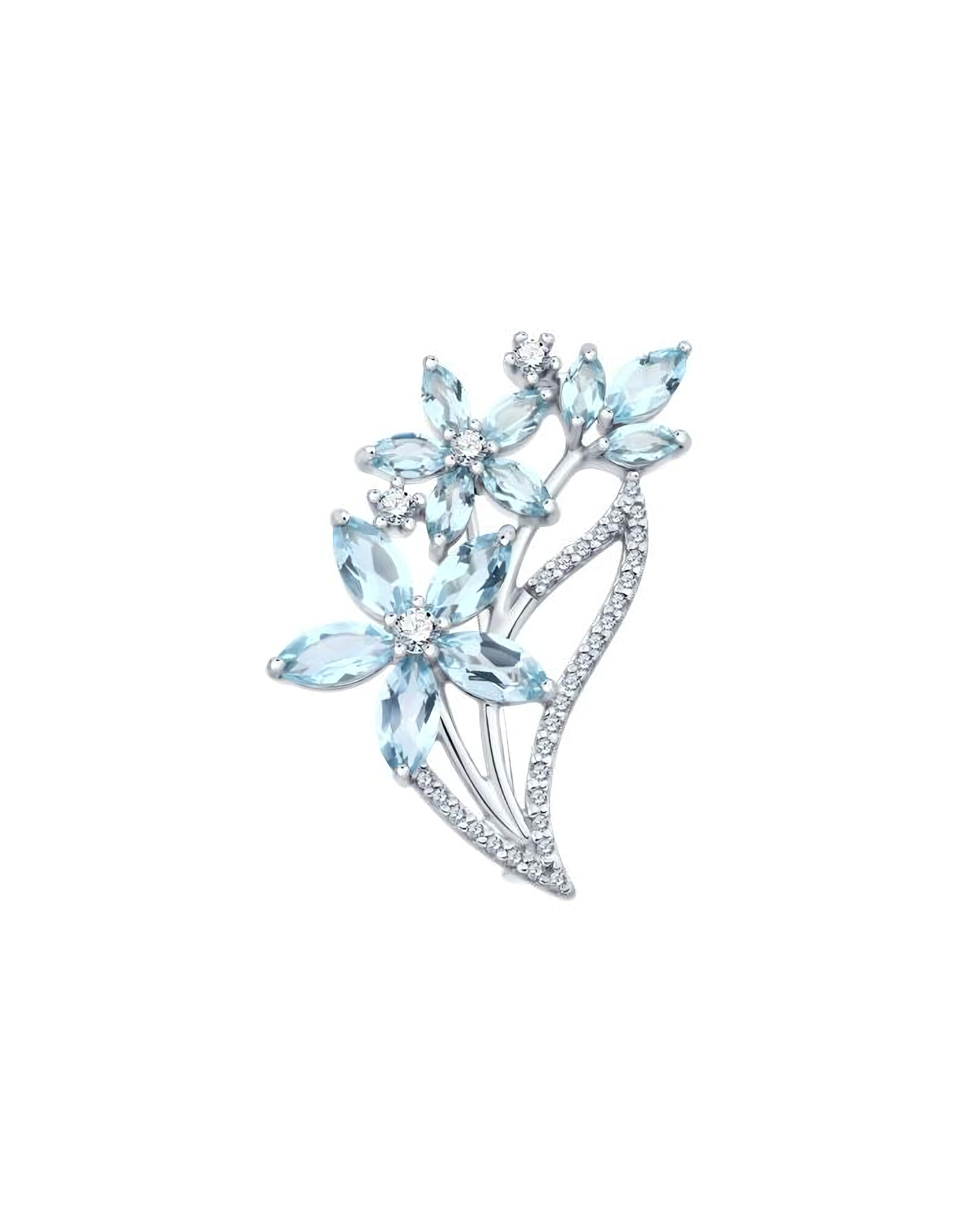 Брошь, серебро, 925 проба, родирование, топаз