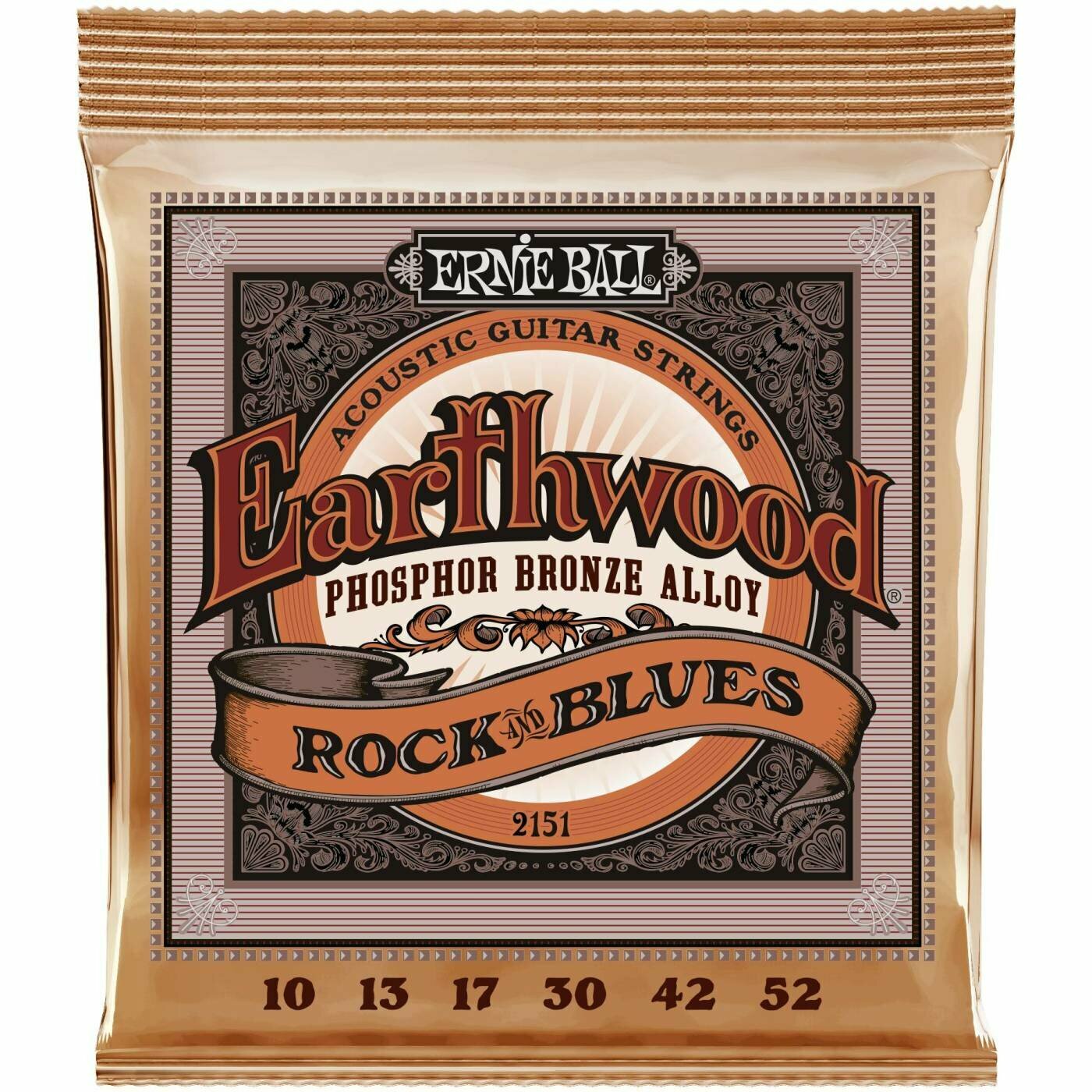 Ernie Ball 2151 Earthwood Phosphor Bronze Rock and Blues 10-52 - Струны для акустической гитары