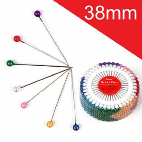 Булавки Foska PS438, с цветной шапочкой, металл, 38 мм, 480 шт.