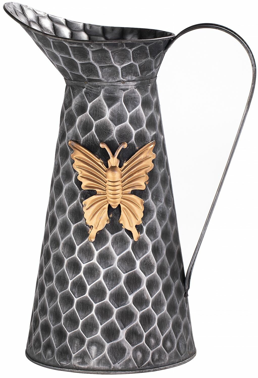 Декоративный кувшин влагостойкий металлический 17х17х35 см серебристый Glasar