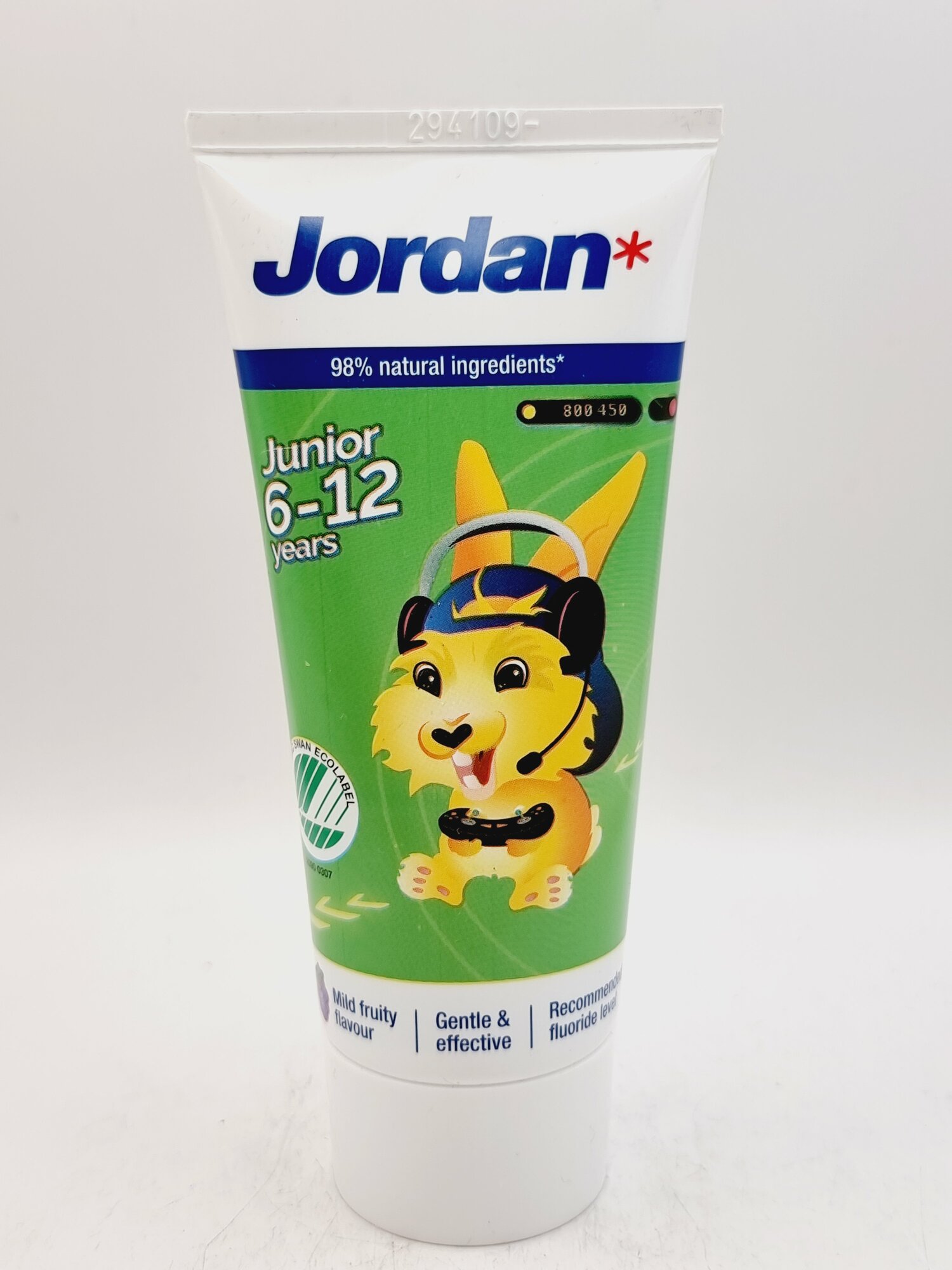 Jordan Junior Детская зубная паста с фтором (1450 ppm) 6-12 лет, фруктовый вкус, 50 мл (Швеция)