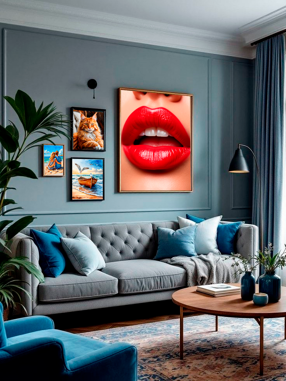 Картина на стену для интерьера Красная помада 40х50 см, холст на подрамнике, InterToys