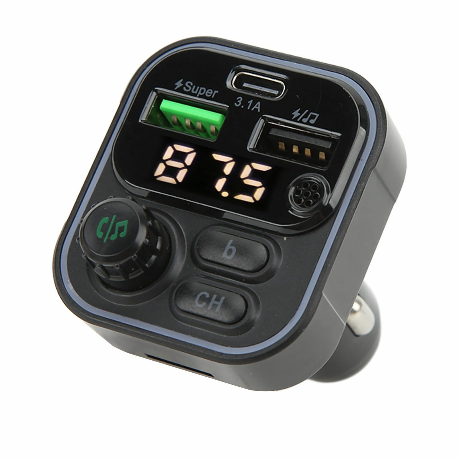 Bluetooth 5.0 FM-передатчик, 2 USB, LED подсветка