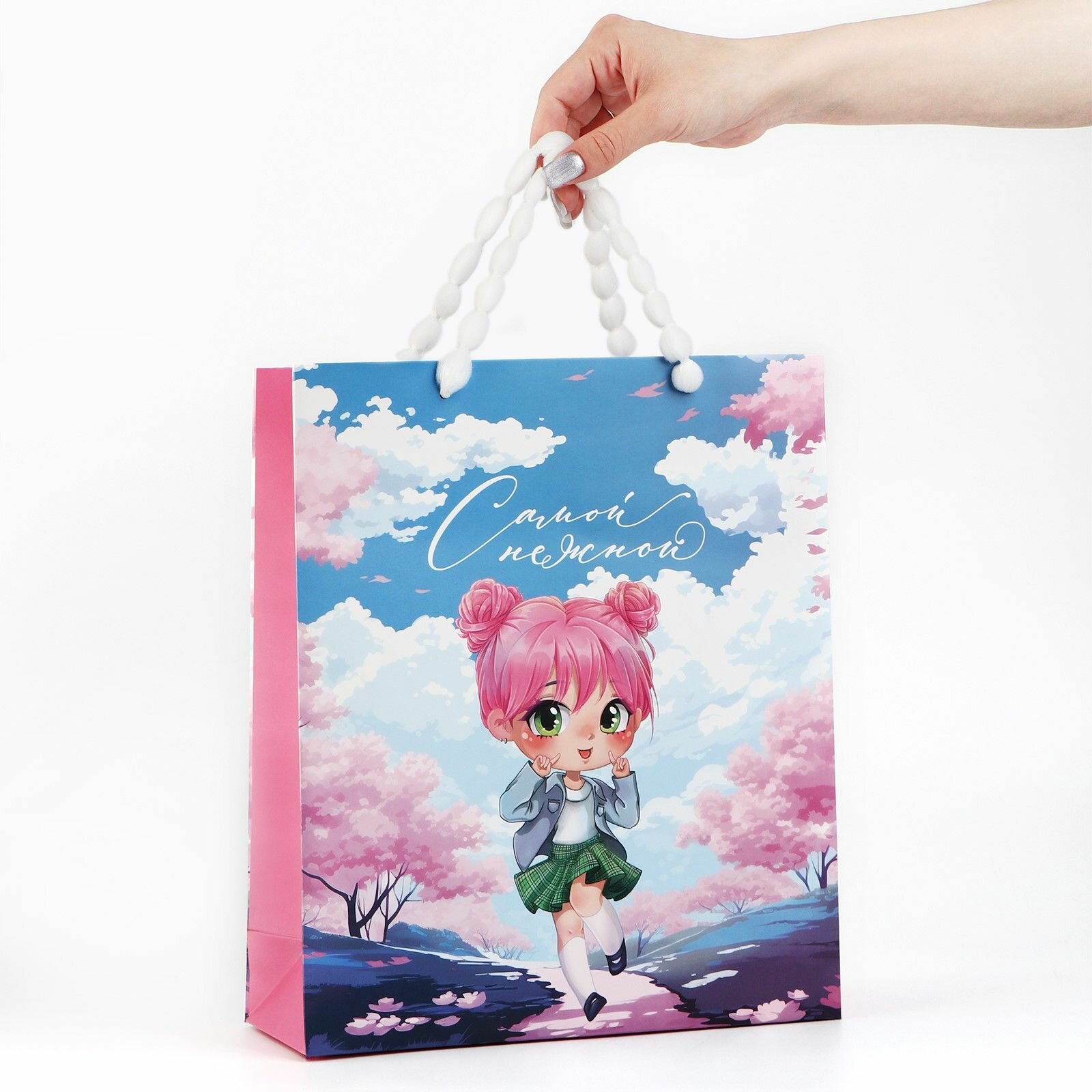 Набор пакетов 2 шт. ламинированный вертикальный Самой нежной , M 26 х 30 х 9 см