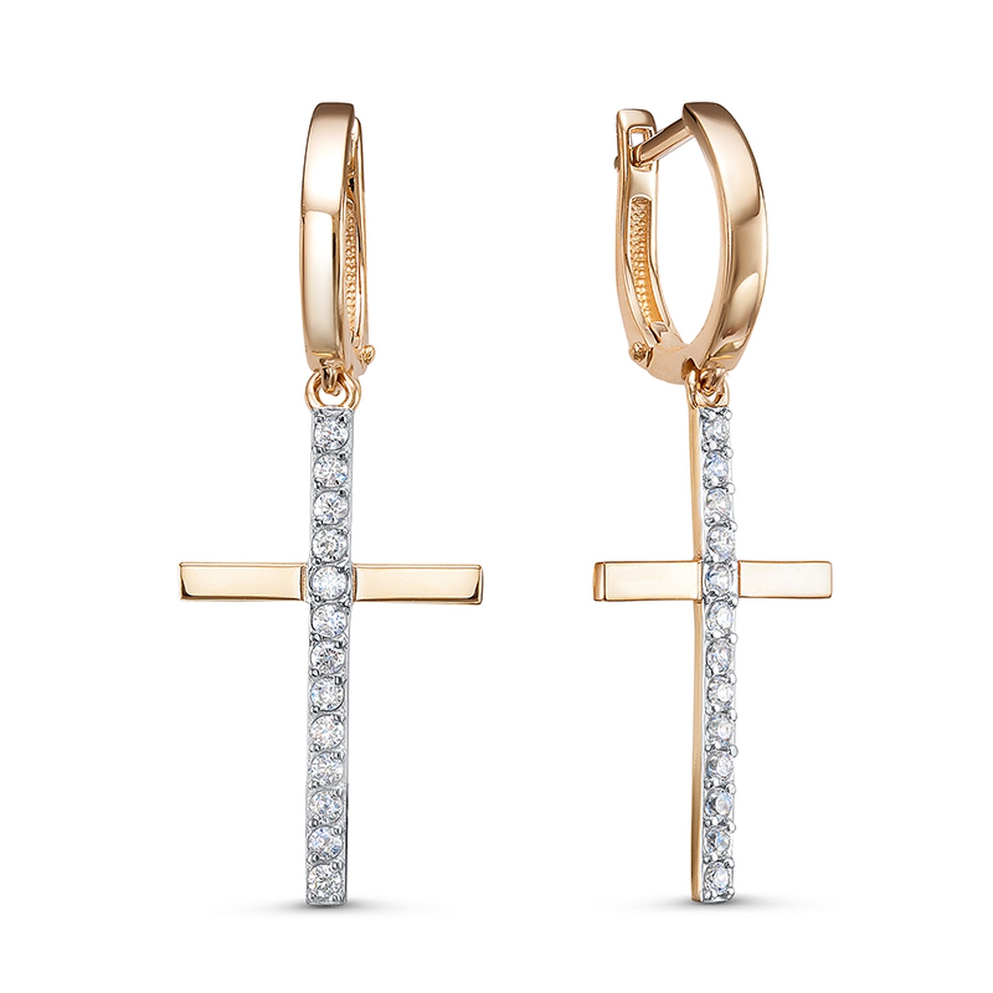 Серьги, красное золото, 585 проба, фианит