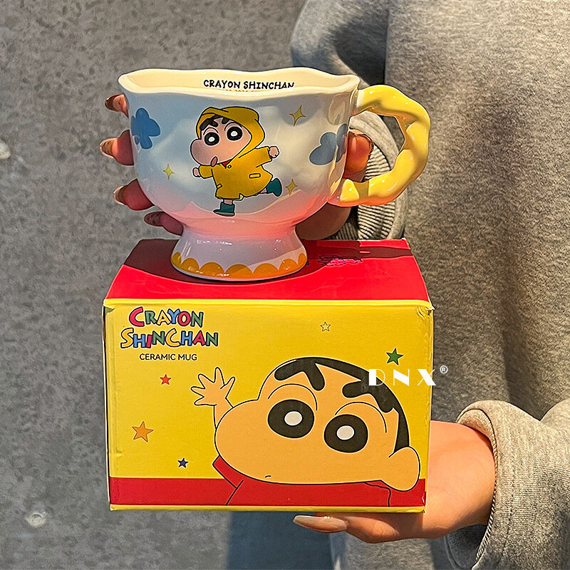 Керамическая чашка для кофе Crayon Shin-chan, высокая кружка для девочек, для дома, с широким горлом, для завтрака, овсянки, молока