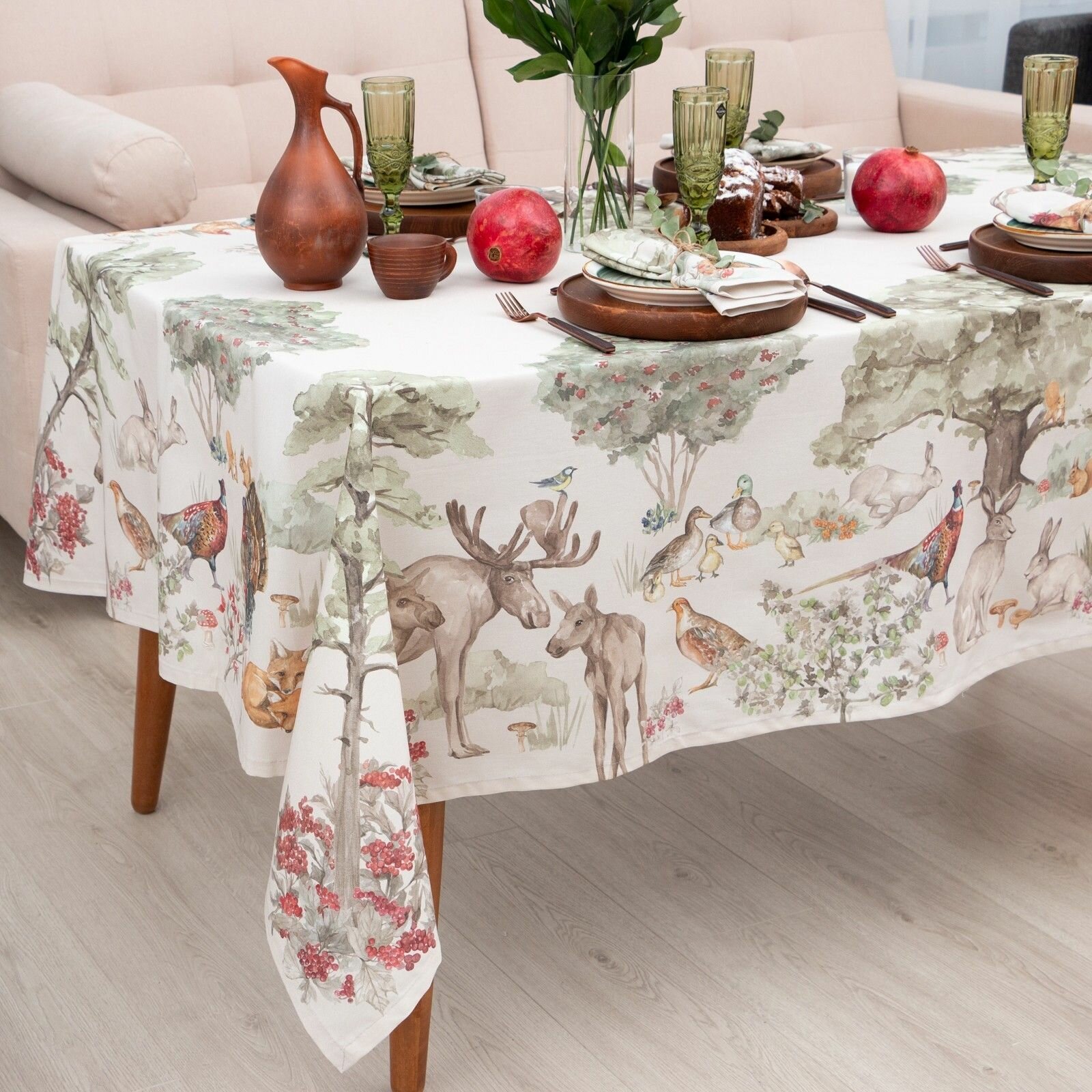Набор столовый Этель Forest landscape, скатерть 148x112 +/- 2 см, с гмво, салфетки 40х40 см- 4 штуки
