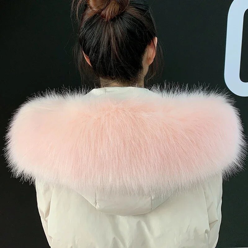 Qearlstar 2025 Faux мех воротник зимняя теплая супер роскошный большой шарф для женщин мужчин дети куртки пальто капюшон декор обгортки шали FY501,200,18, искусственный мех, полиэстер, полиэстер,