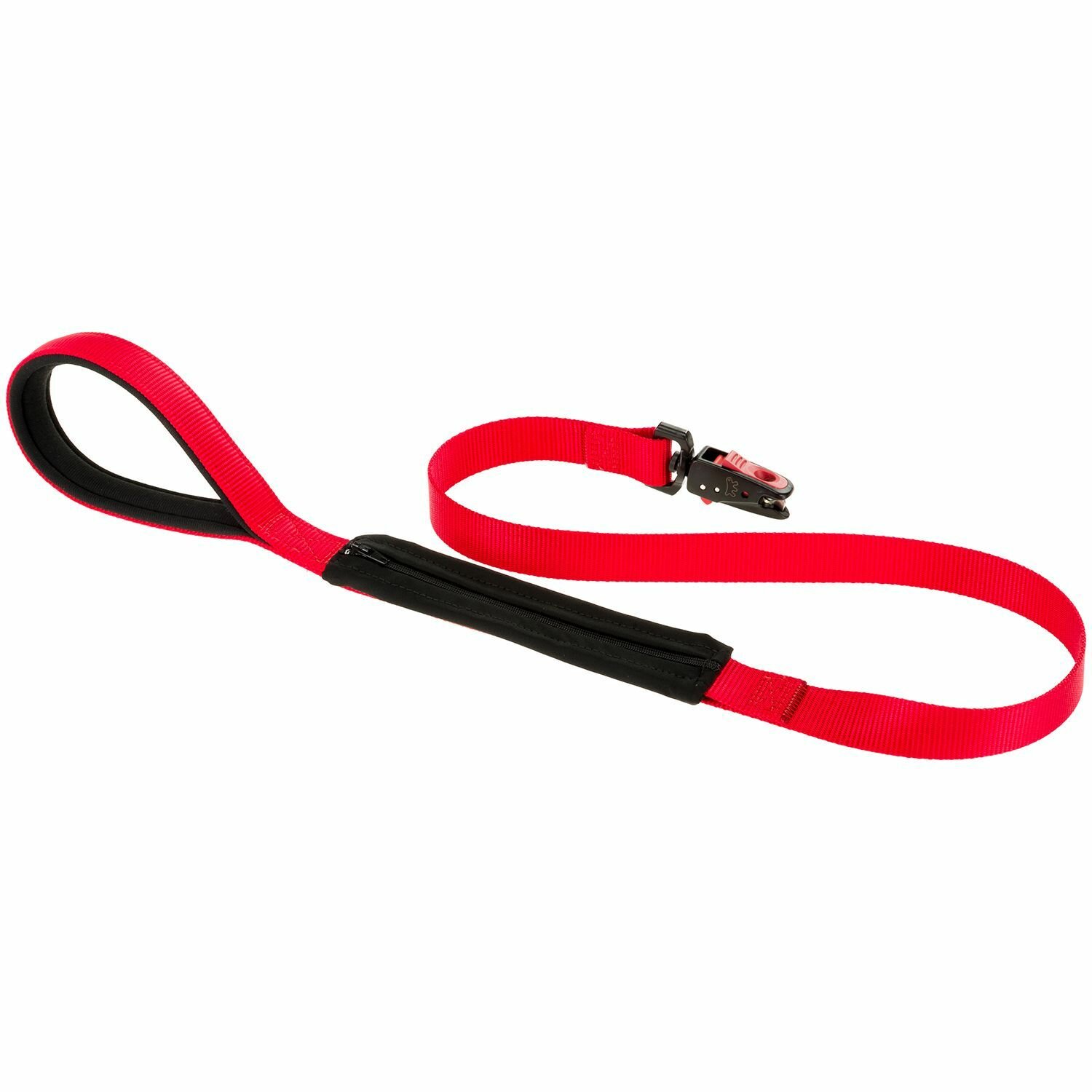 Поводок для собак Ferplast LEASH POCKET MATIC G25/120 с магнитным карабином и карманом для аксессуаров, красный