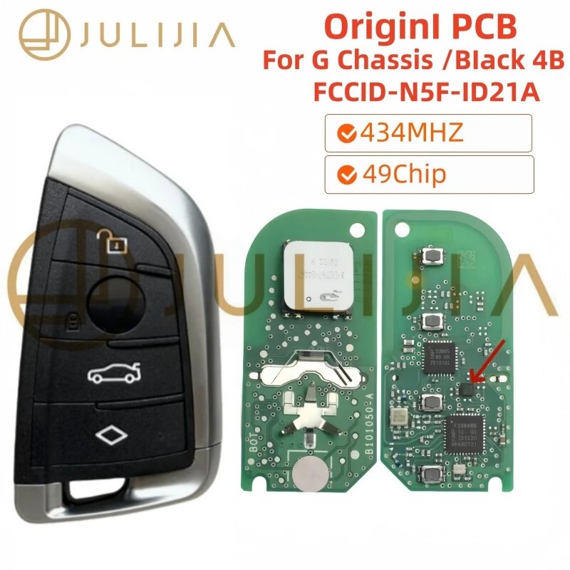 JULIJI AN5F-ID21A OriginalPCB ID49 434 МГц бесконтактный автомобильный дистанционный ключ для BMW G серии 3 5 6 7 X3 X5 X7 G01 G02 G08 G30 G31 G32 G38