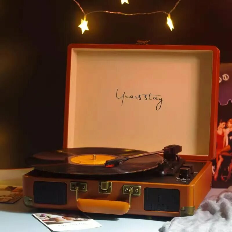 Виниловый проигрыватель патефон AudioRetro AR-007, AUX разъём, Bluetooth, 3 скорости воспроизведения, Проигрыватель виниловых пластинок ретро