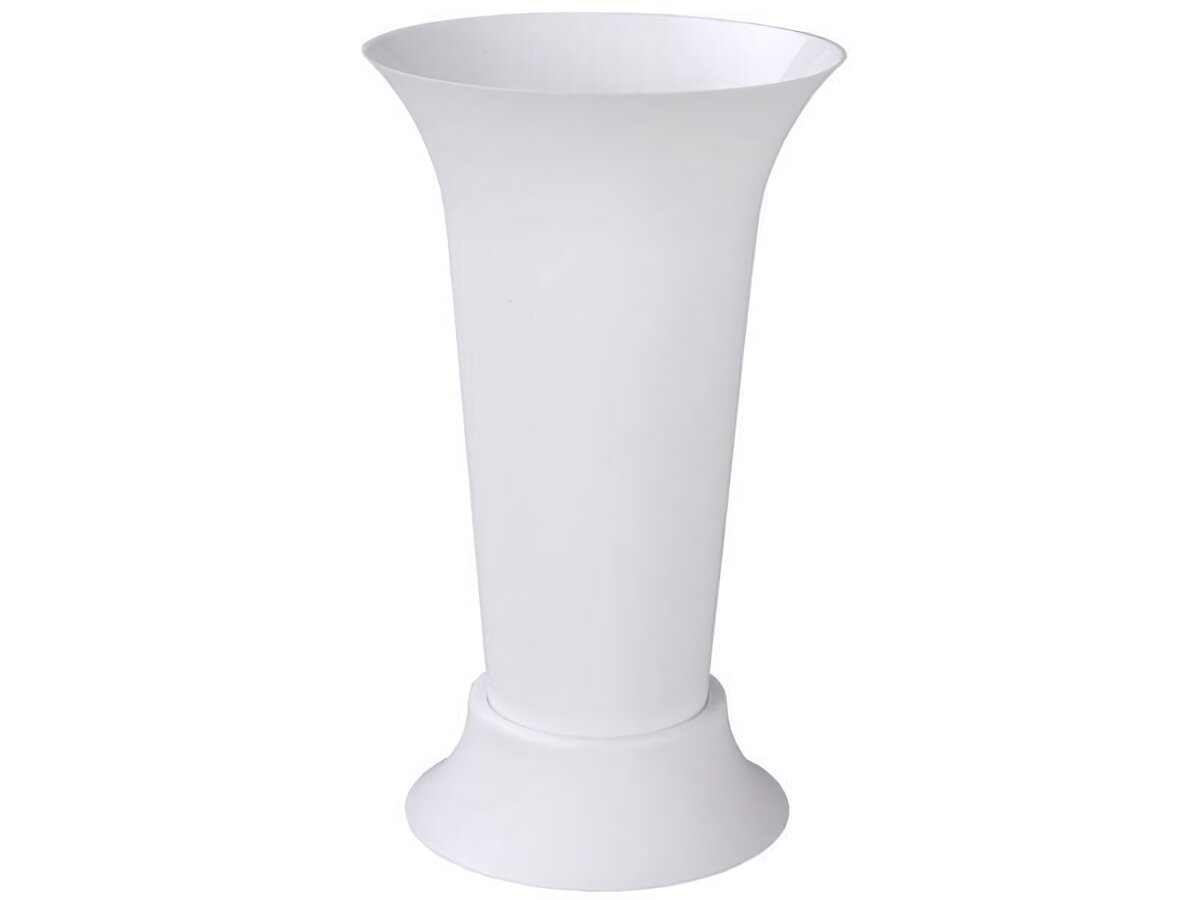 Ваза для цветов под срезку 31см, белый пластик, стильная и практичная