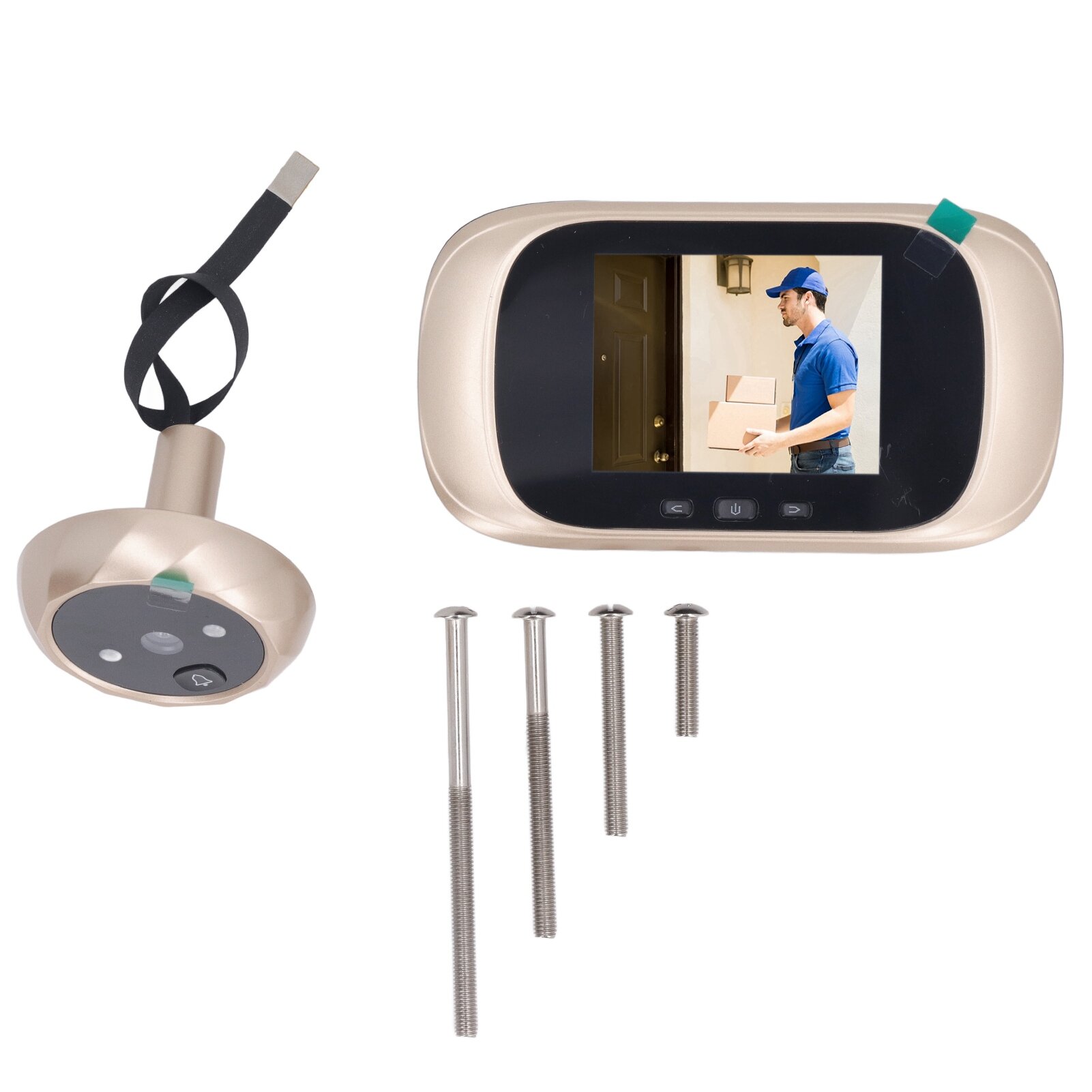 Умный дверной звонок с камерой, разрешение 320 x 240, 2,8-дюймовый ЖК-дисплей, защита от кражи, ночное видение, управление через приложение, Wi-Fi, видеосвязь.