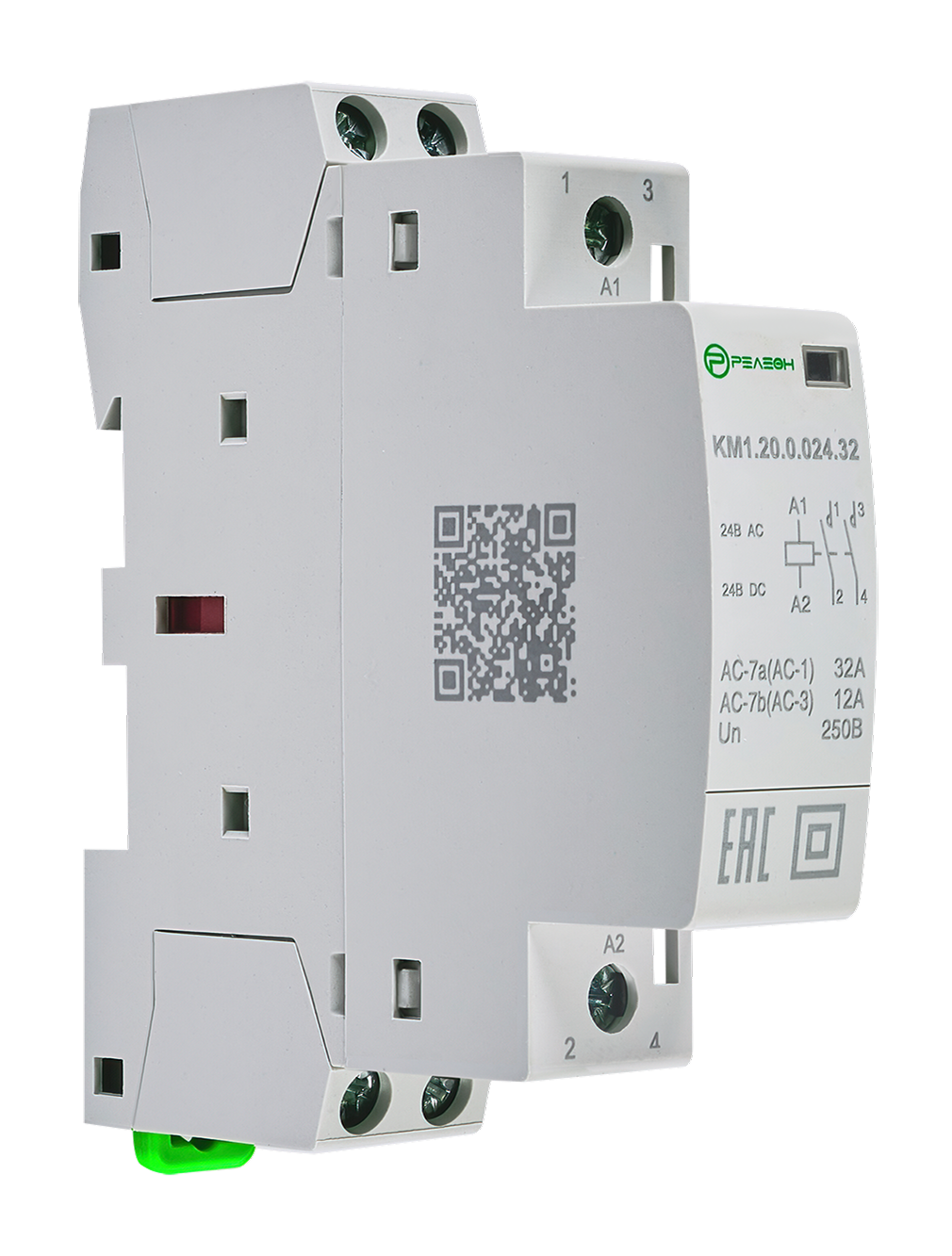 Модульный контактор 2НО контакта 32А; 24В AC/DC, РЕЛЕОН, KM1.20.0.024.32