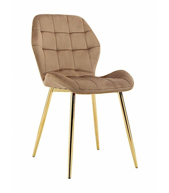 DC829 Стул мягкий, КАПУЧИНОG62-07 велюр, каркас металл золото круглый