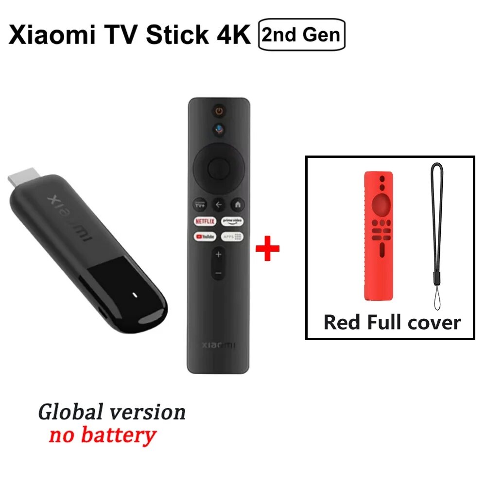 Xiaomi TV Stick 4K 2-го поколения черный Красный, Add Red Cover