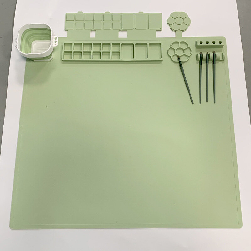 Коврик для рисования силиконовый, зеленый, с крышкой, 61x70 см