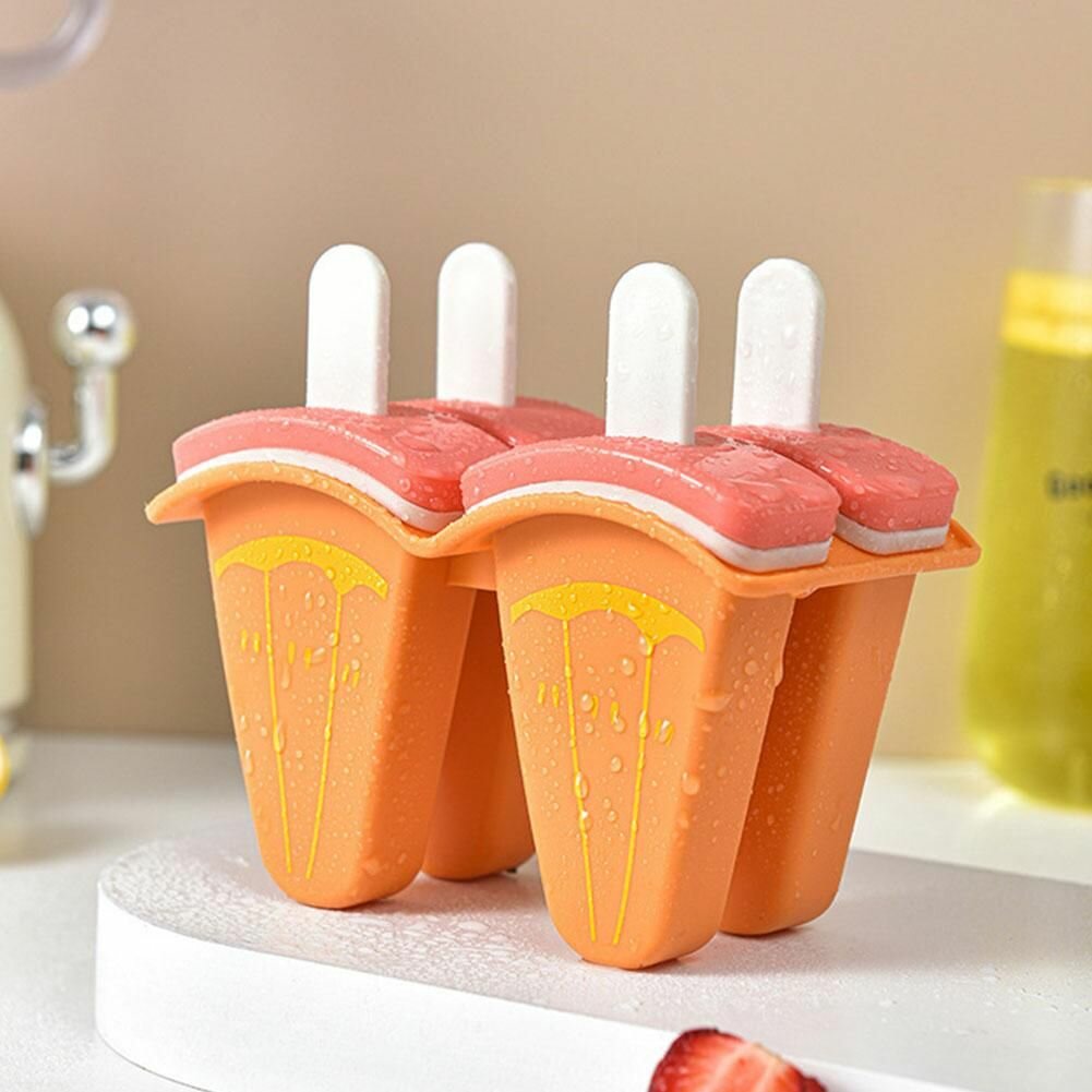 4шт. формочки для мороженого в форме арбуза с палочками, легкосъемные