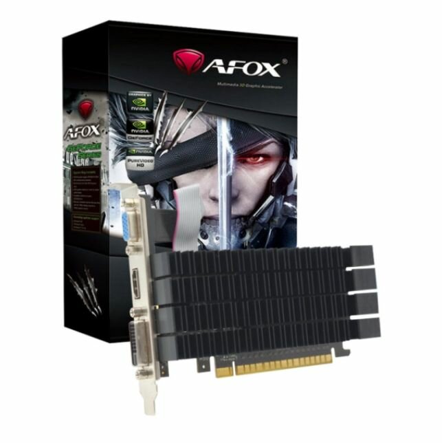 Видеокарта AFOX GeForce GT730 2G (AF730-2048D3L3-V3) - PCI Express 2.0/2.1 x16, 2 ГБ, GDDR3, 64 бит, DVI, HDMI, VGA (D-Sub), GPU 902 МГц