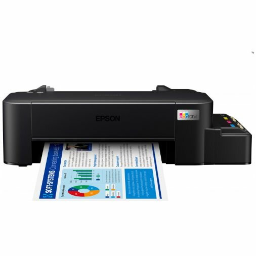 Принтер струйный Epson L121 (C11CD76413/C11CD76414/C11CD76501/20EP5L121PI) черный - цветная печать, A4, 720x720 dpi, ч/б - 8,5 стр/мин (A4), USB