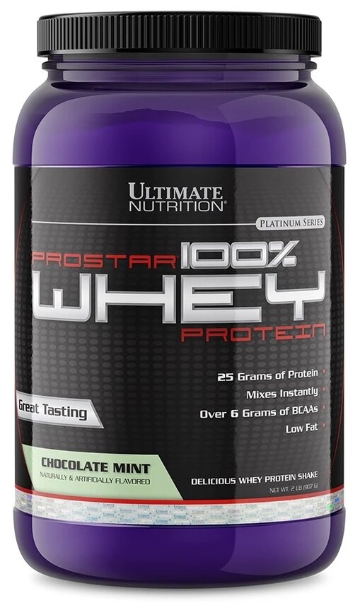 Протеин Ultimate Nutrition Prostar 100% Whey Protein, 907 гр, шоколад-мята