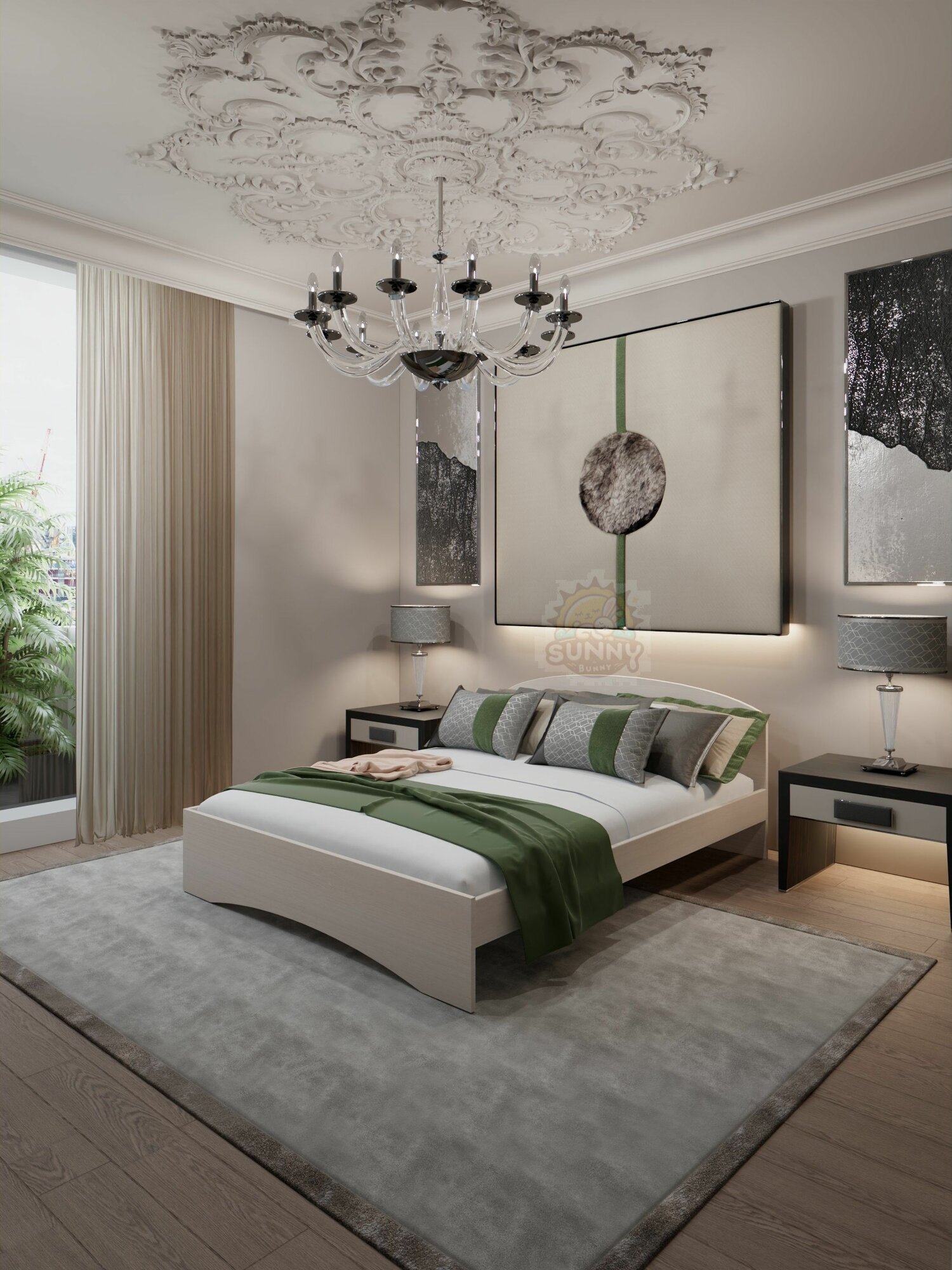 Двуспальная кровать Барокко 160х190 см, ортопедическое основание, ЛДСП (Дуб шамони)