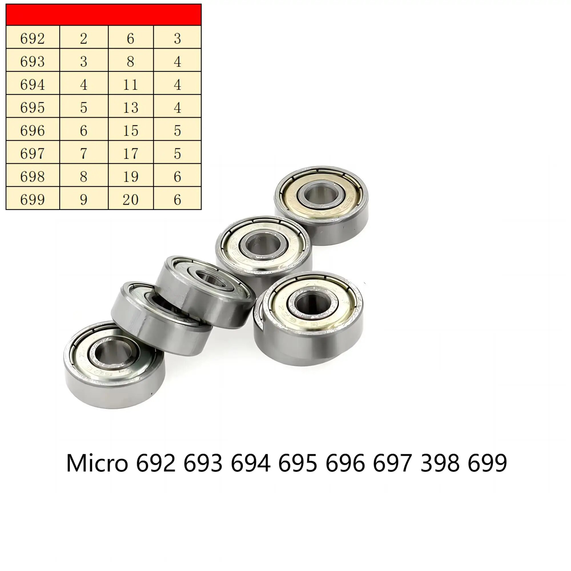 Высокоскоростной миниатюрный маленький подшипник, мини-подшипник, 10 шт, 692zz 693zz 694zz 695zz 696zz 697zz 698zz 699zz