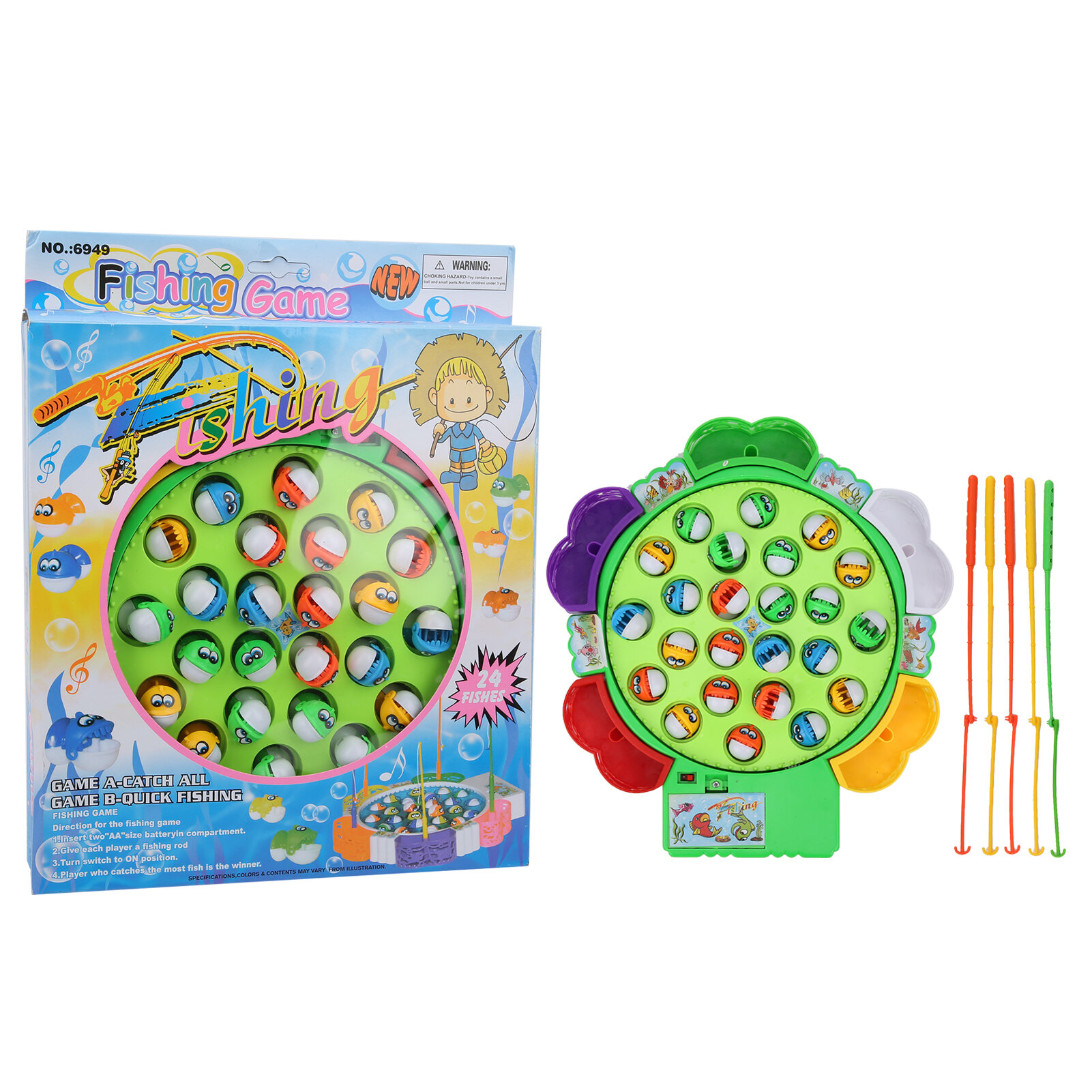 Электрическая вращающаяся игрушка для рыбалки, игра для родителей и детей, обучающая игрушка (24 рыбы)