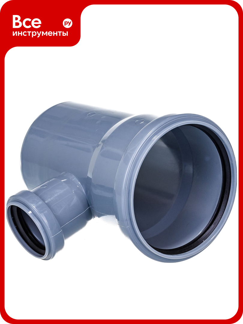 Канализационный тройник RTP Dм, 87 град, серый, полипропиленовый, бытовой, для внутренней канализации