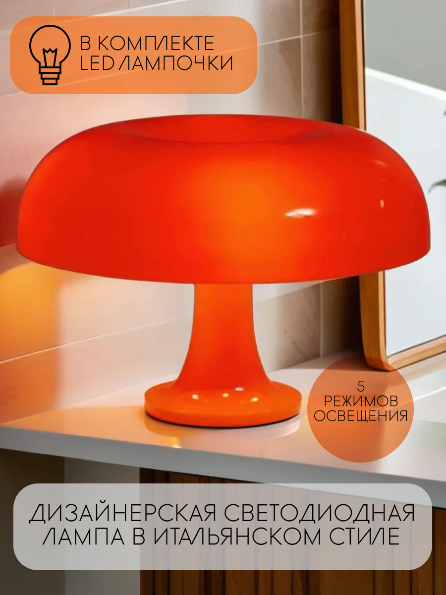 Настольный светильник Artemide в форме гриба, Nessino переиздание, 60-е годы, минимализм, итальянский дизайн, E27