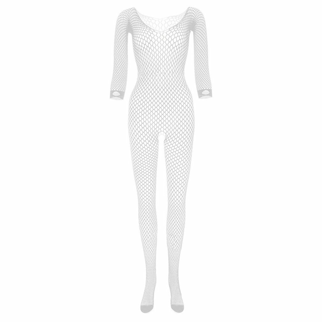 Сексуальное женское белье Прозрачные чулки в сеточку Цельные чулки - Белые