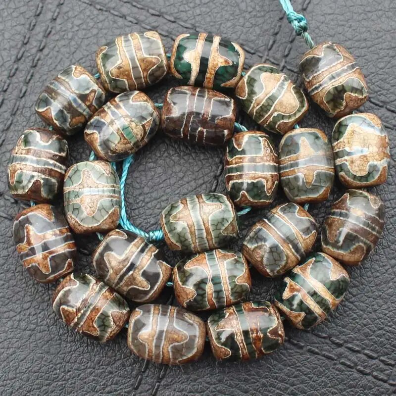 Древние тибетские агатовые бусины Дзи, лаerf beads, смешанные Green Teeth