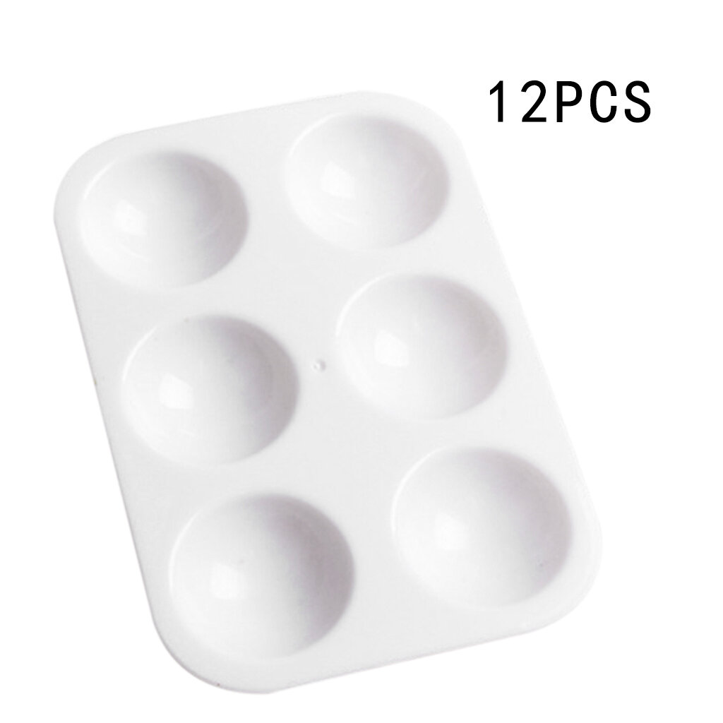 12шт Палитры Красок Белый 6 Луночный Прямоугольный Лоток Для Рисования Акварельной Палитрой