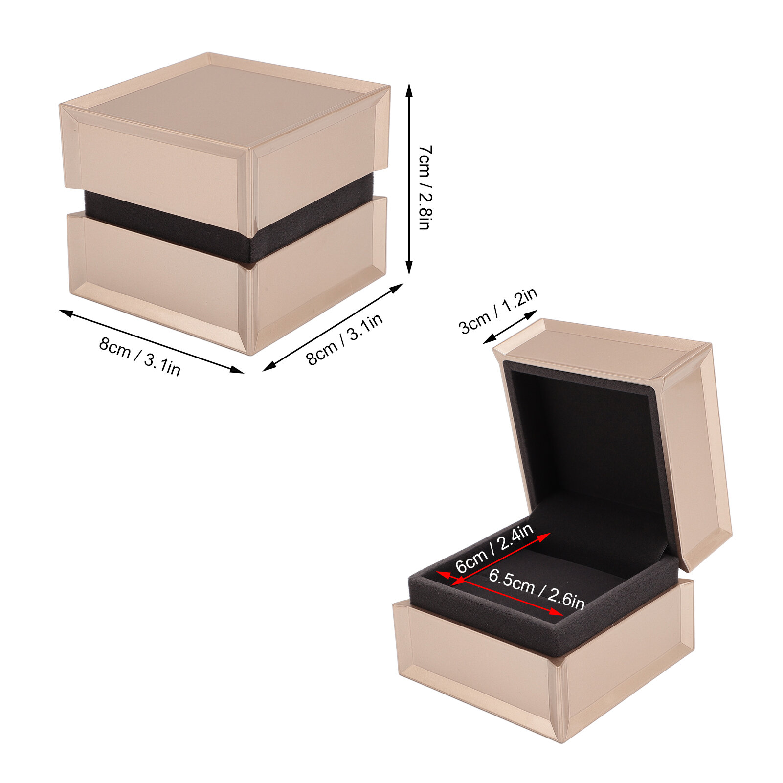 Коробка для кольца для предложения о свадьбе, помолвки, флокирования, интерьера, роскоши, элегантности, небольшой подарочной коробки для ювелирных изделий, броши, серег, шампанского