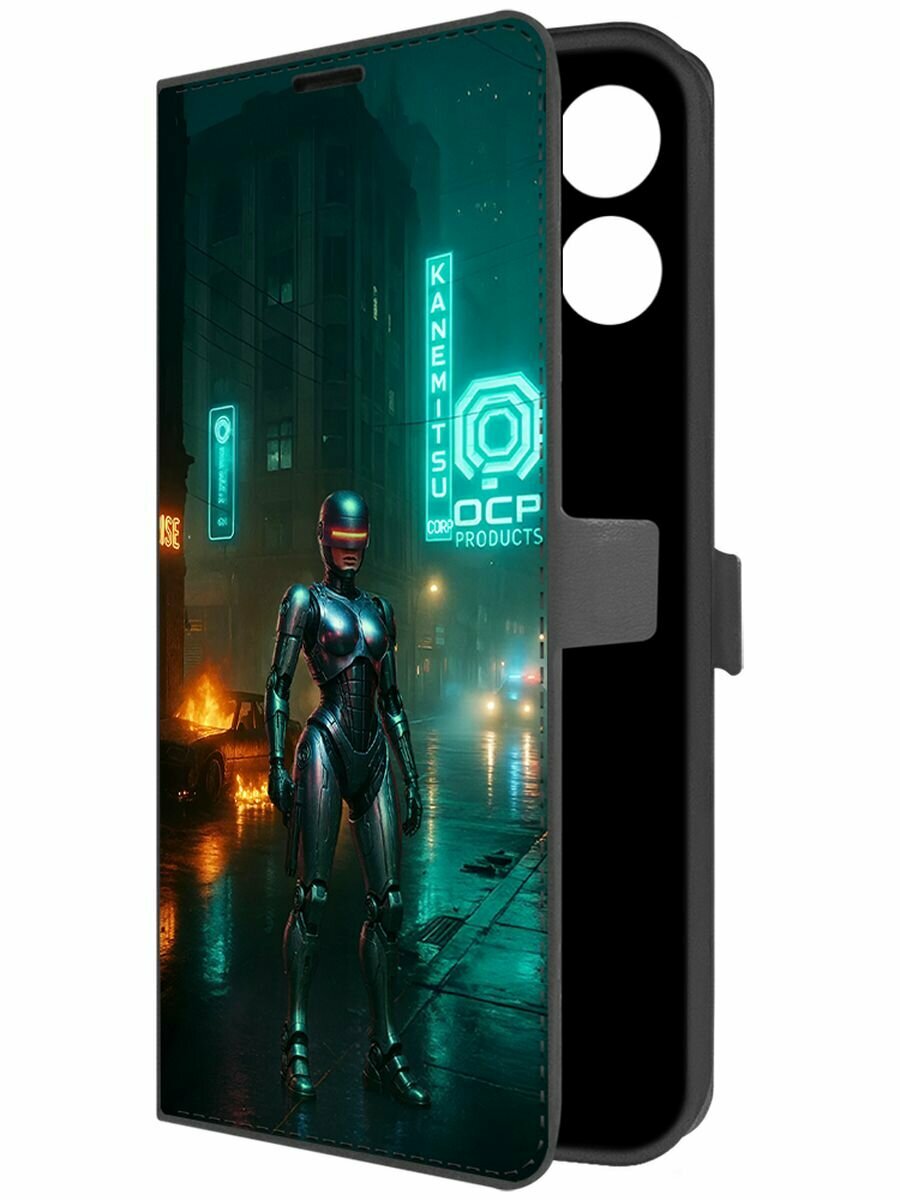 Чехол-книжка Krutoff Eco Book для Realme C53 Леди Робокоп (черный)