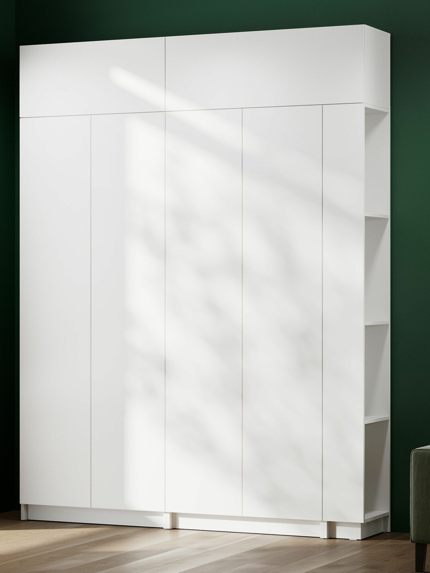 ARNIKA Шкаф распашной для одежды с антресолью с полками, 160х38х200см, белый