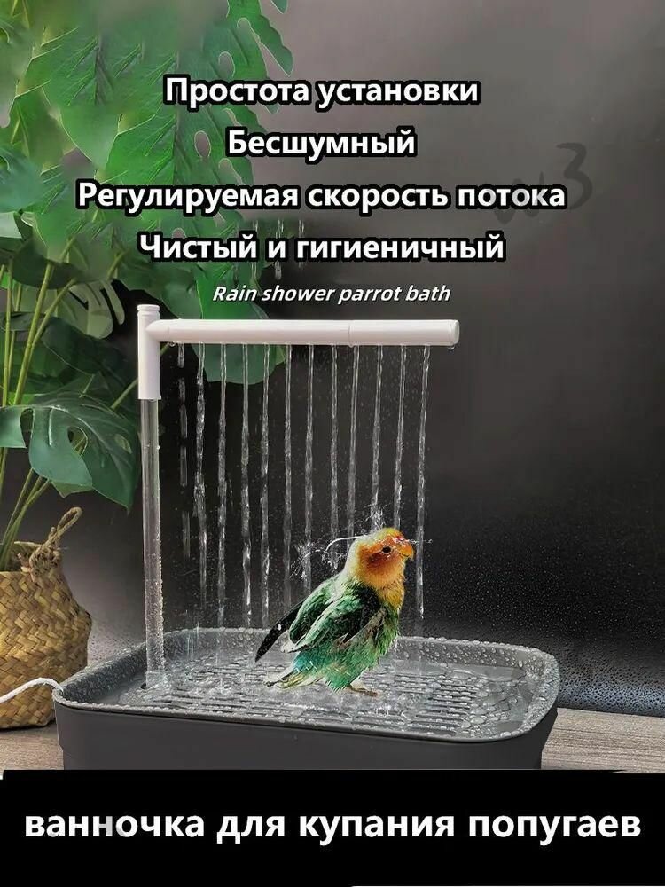 Душ для попугая-Специальное приспособление для купания домашних попугаев и птиц, Бесшумный, Регулируемая скорость потока-маленький