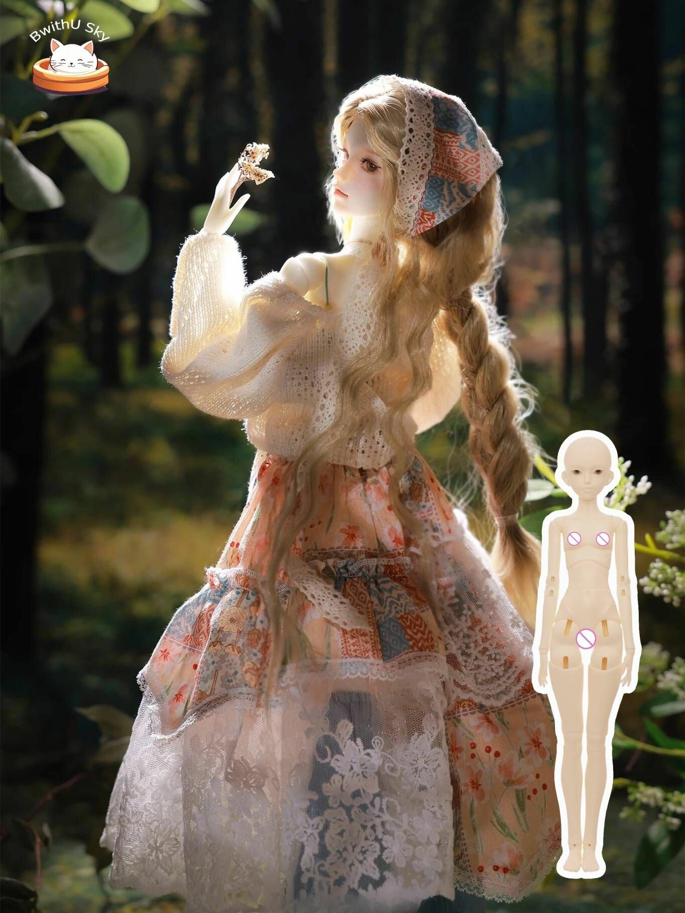 Кукла BwithU "Julia", BJD, 1/4 обнаженная кукла с нормальной кожей, без макияжа, без аксессуаров