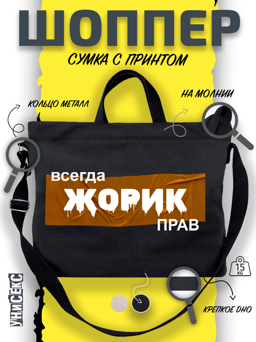 Сумка  шоппер y2k через плечо имя Георгий Гоша