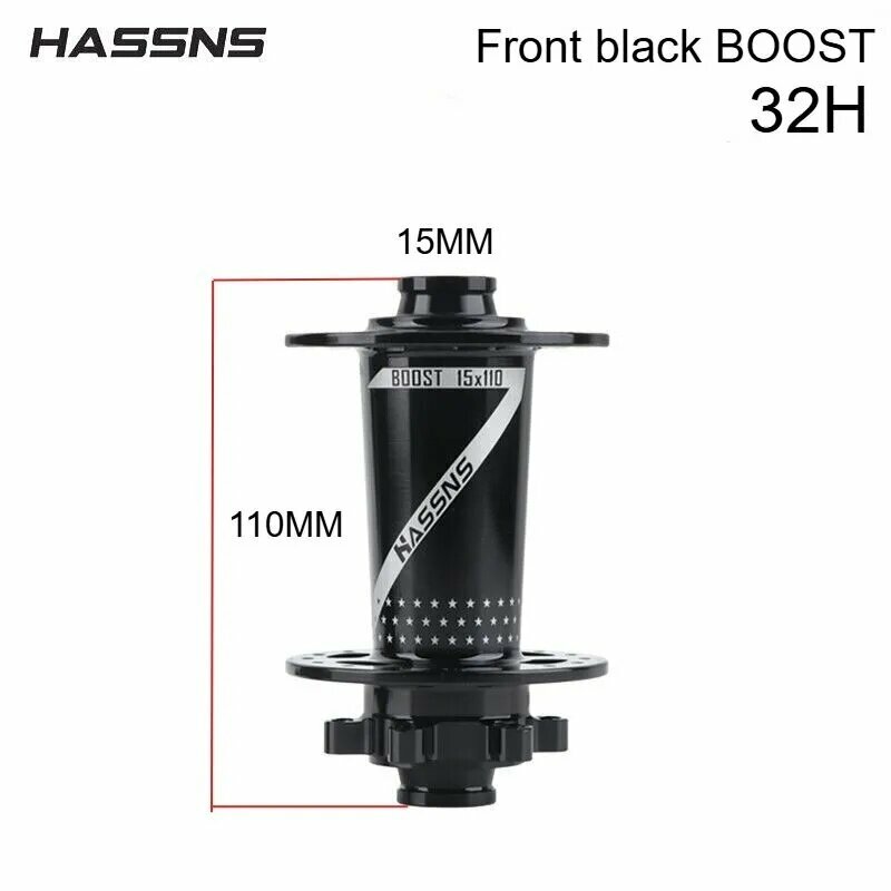 Велосипедная Втулка BOOST, HASSNS PRO 7,32 Отверстия,4 Штифта, Подходит Для Скоростей 8/9/10/11, Черная передняя ступица