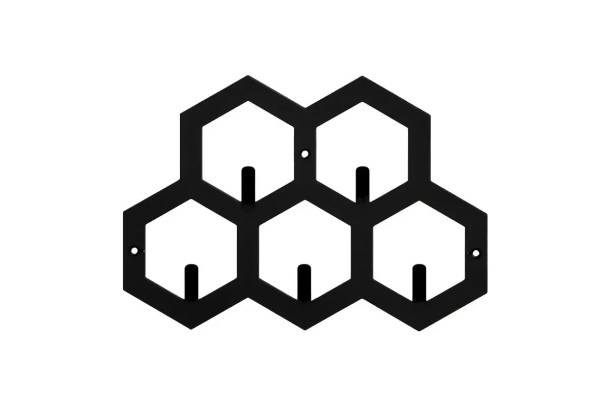 Домарт настенная вешалка соты 5 черная - функциональный держатель одежды и аксессуаров