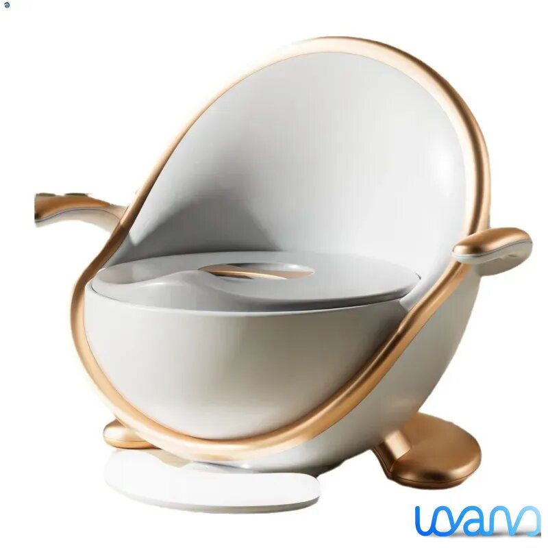 Горшок детский с мягким сиденьем в виде унитаза с крышкой, высокой спинкой, защитой от брызг золотой