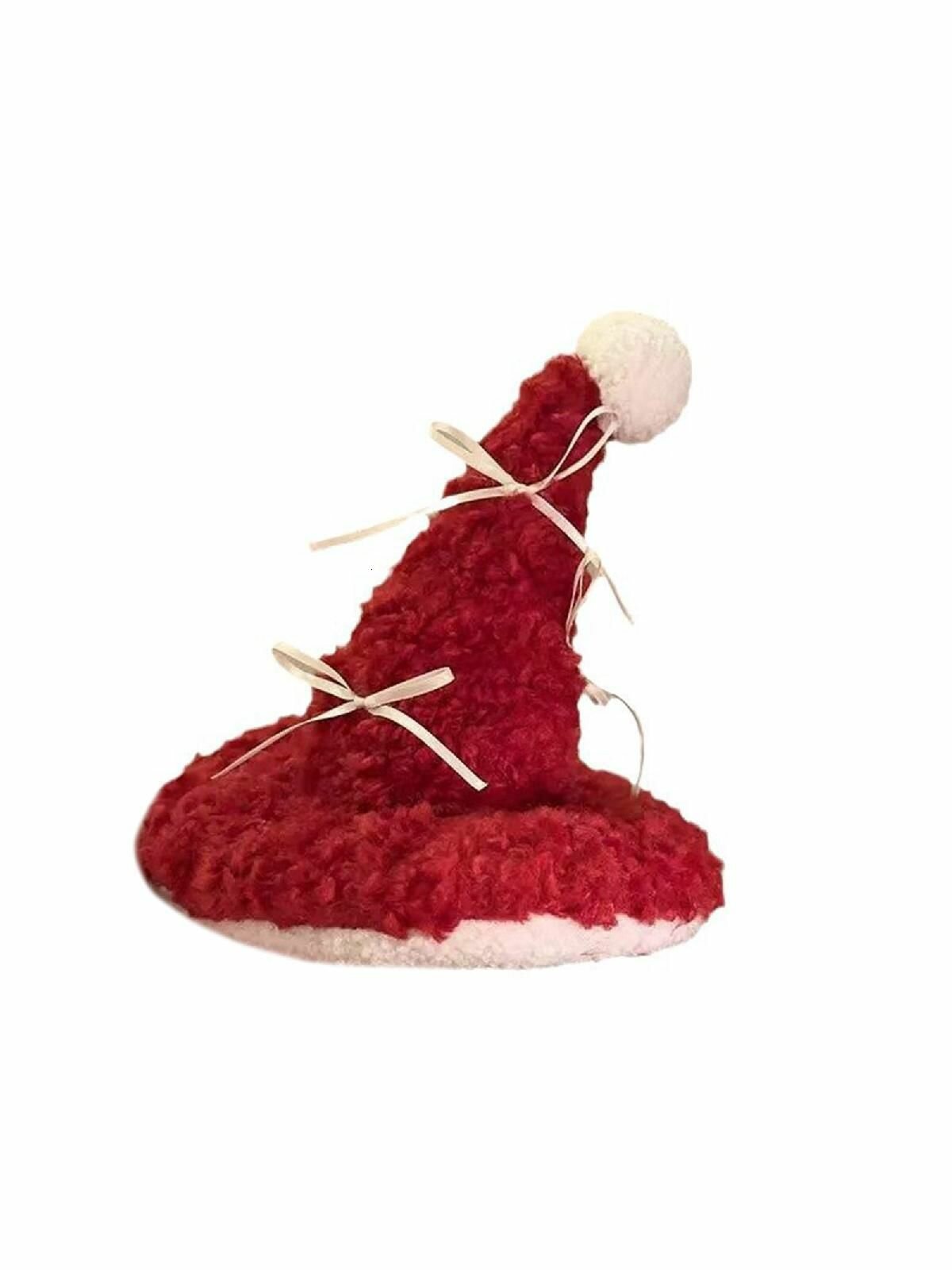 Комплектголовной убор_аксессуар, Красная плюшевая заколка для рождественской шляпы с бантом