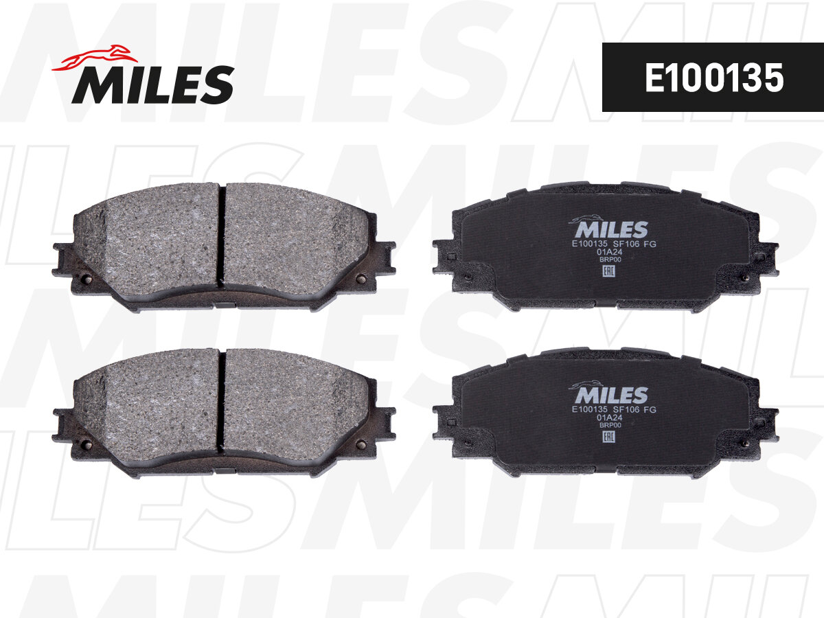 MILES Колодки тормозные передние (без датчика) (Смесь Semi-Metallic) TOYOTA AURIS 1.4-1.6 07-/COROLLA 1.4 07-/RAV 4 06- (TRW GDB3425) E100135
